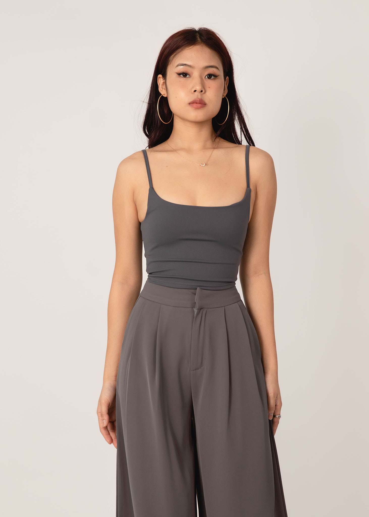 Lea Padded Spag Top in Gun Metal (ECO Edition) | 6STYLE