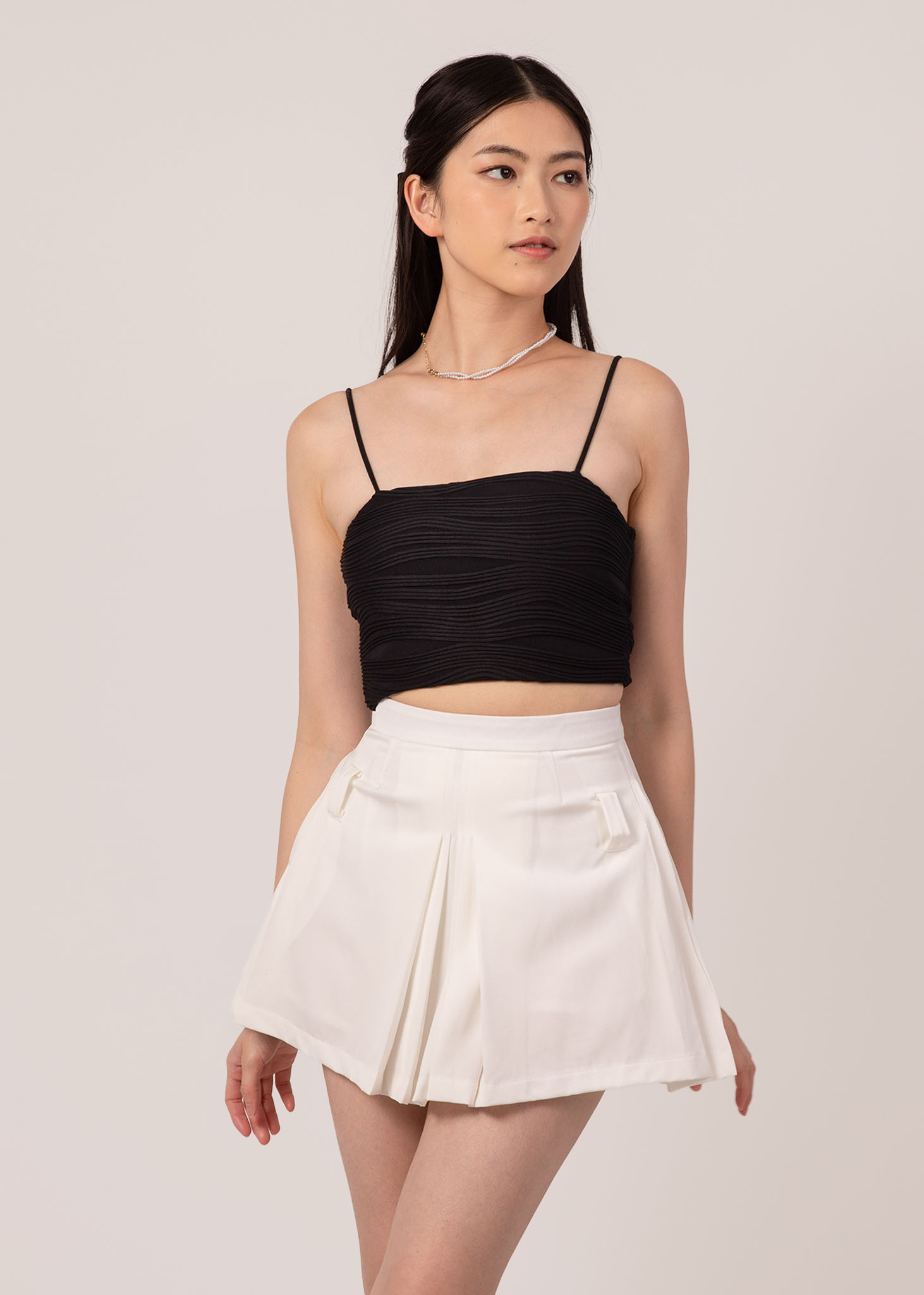 Steal The Look Textured Padded Top In Black | 6STYLE