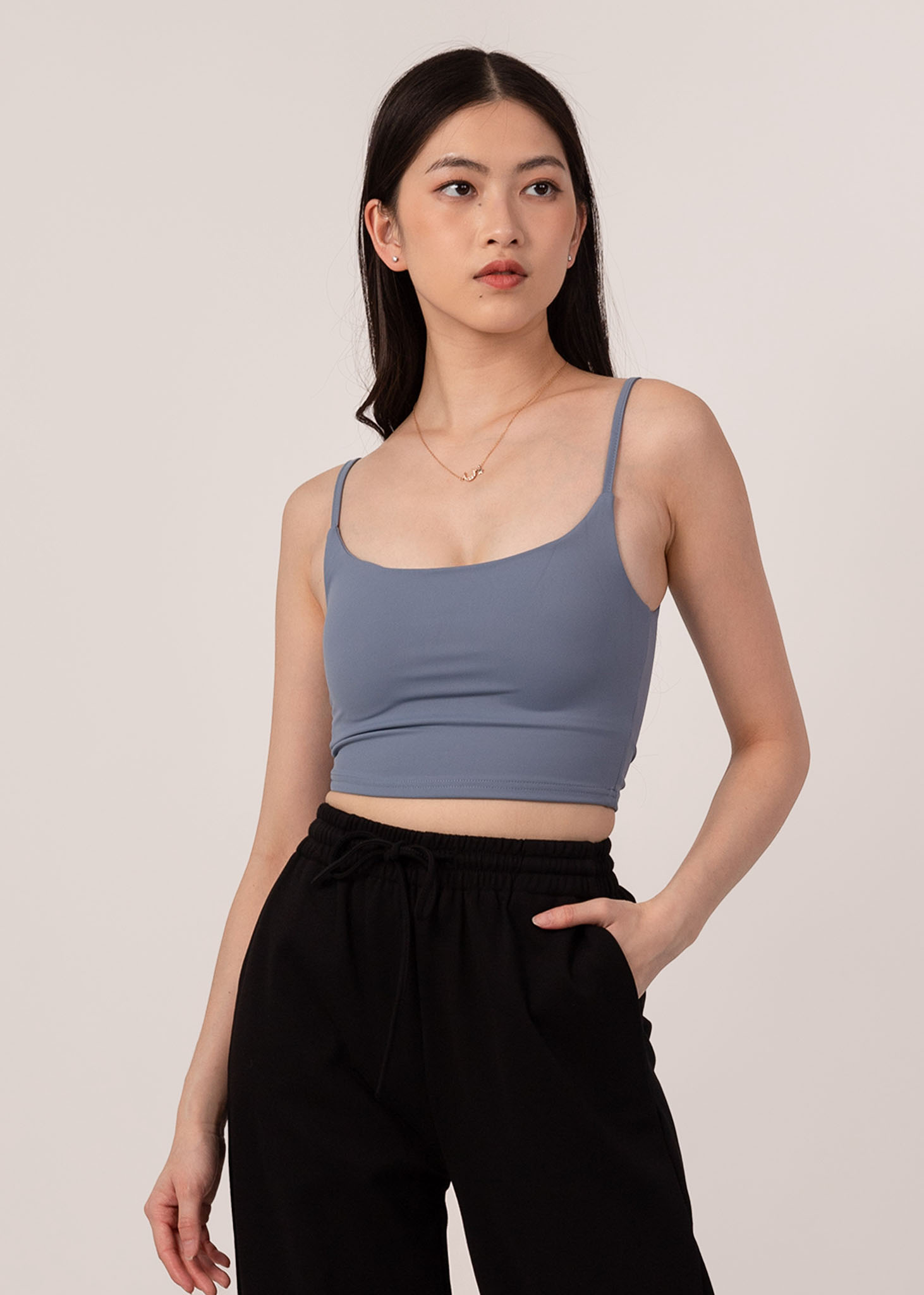 Lea Padded Spag Top in Bubblegum Blue (ECO Edition) | 6STYLE