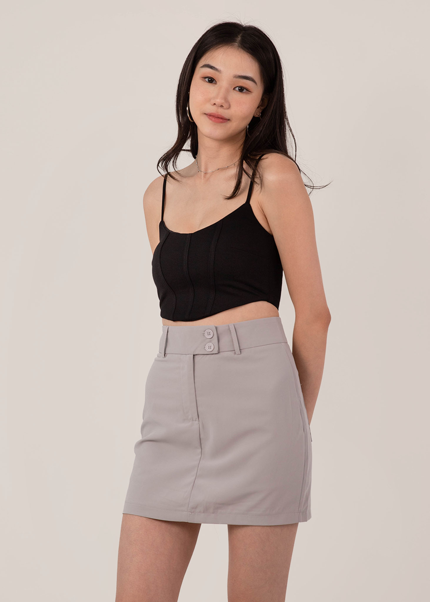 Playfully A Line Skorts in Slate Grey | 6STYLE