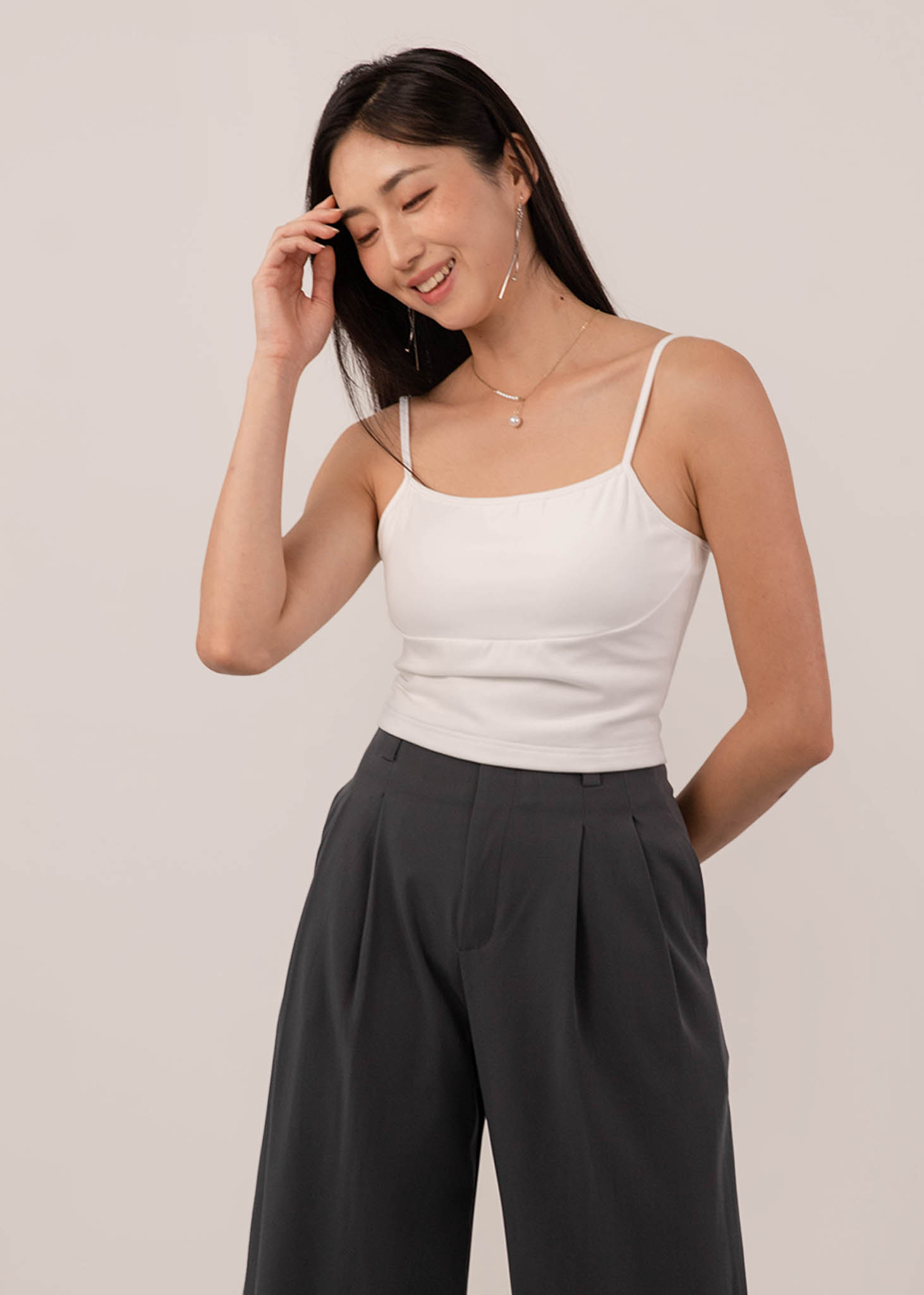 Core Classic Spag Top in White | 6STYLE