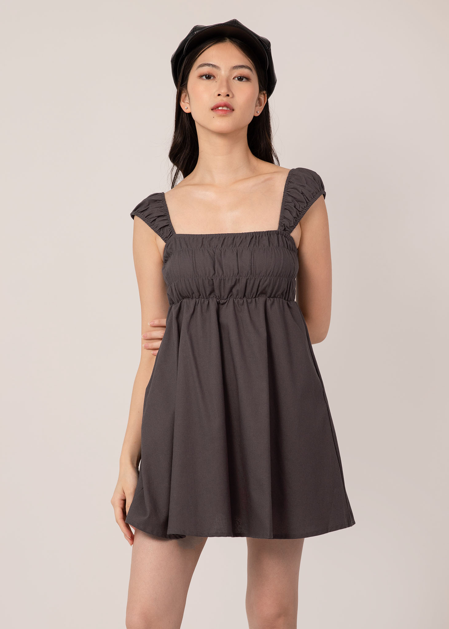 Princess Ruched Dress in Gun Metal V2 | 6STYLE