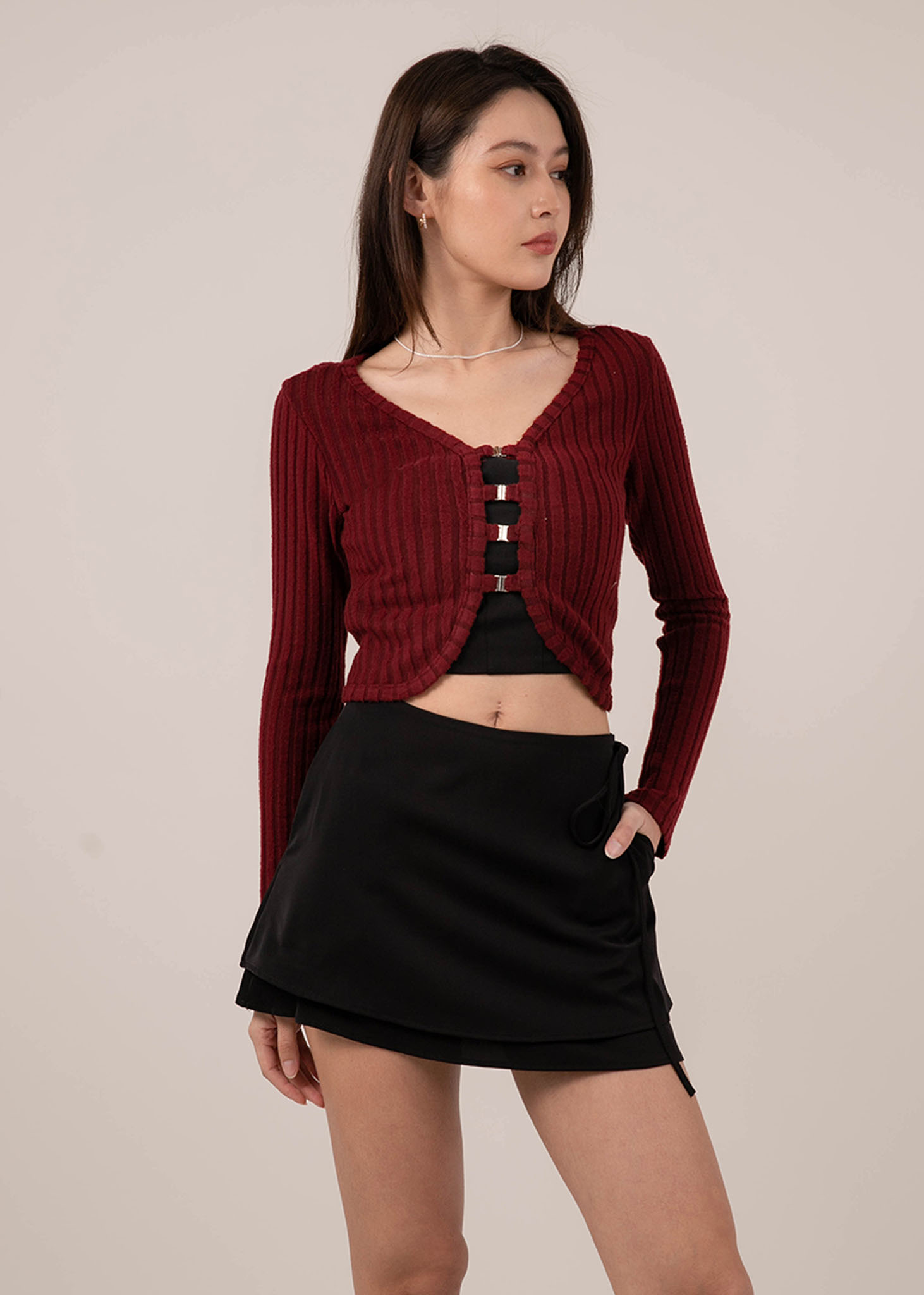 Getting Cozy Cardigan in Wine Red | 6STYLE