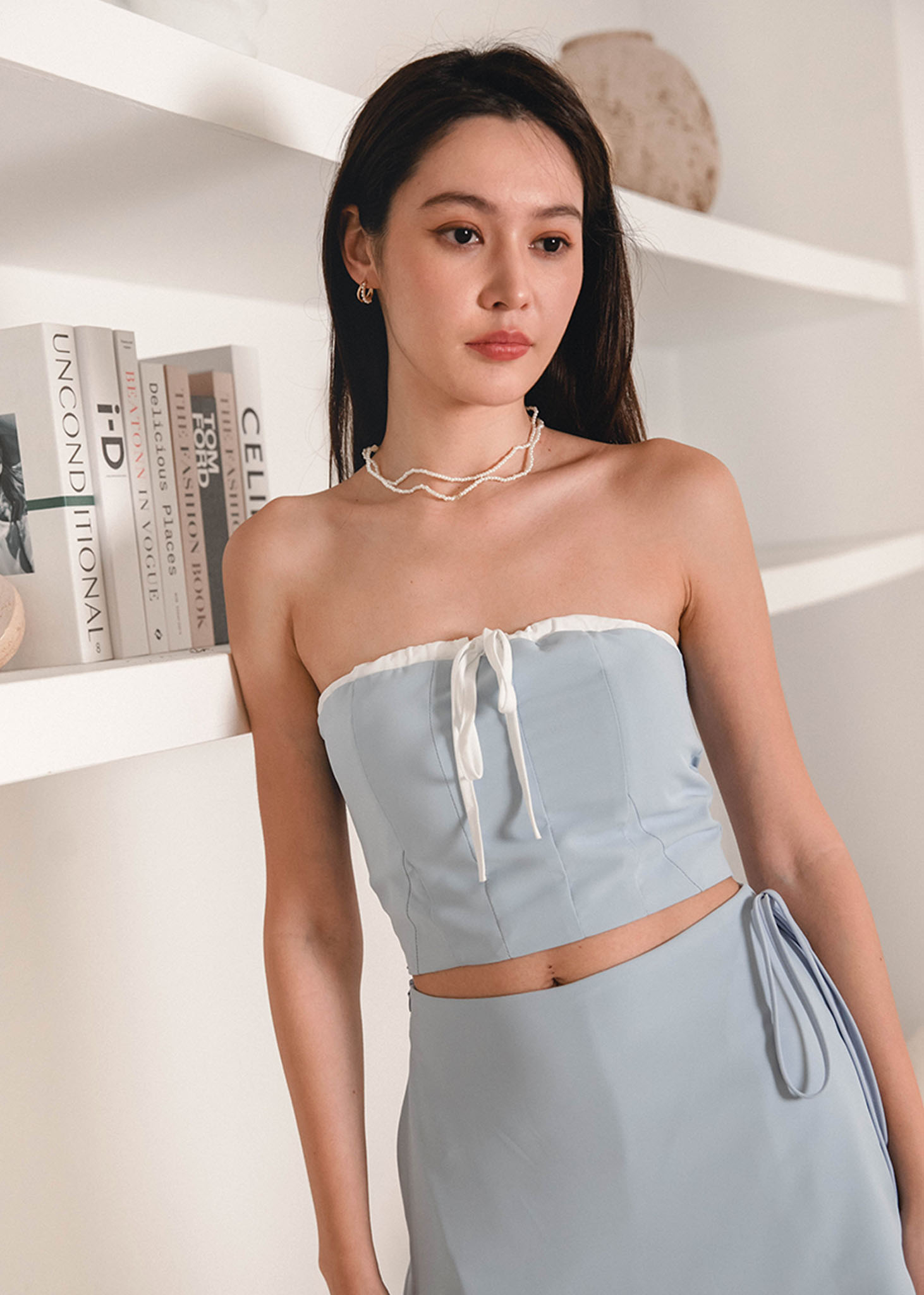Baby Girl Colorblock Tube Top in Baby Blue | 6STYLE