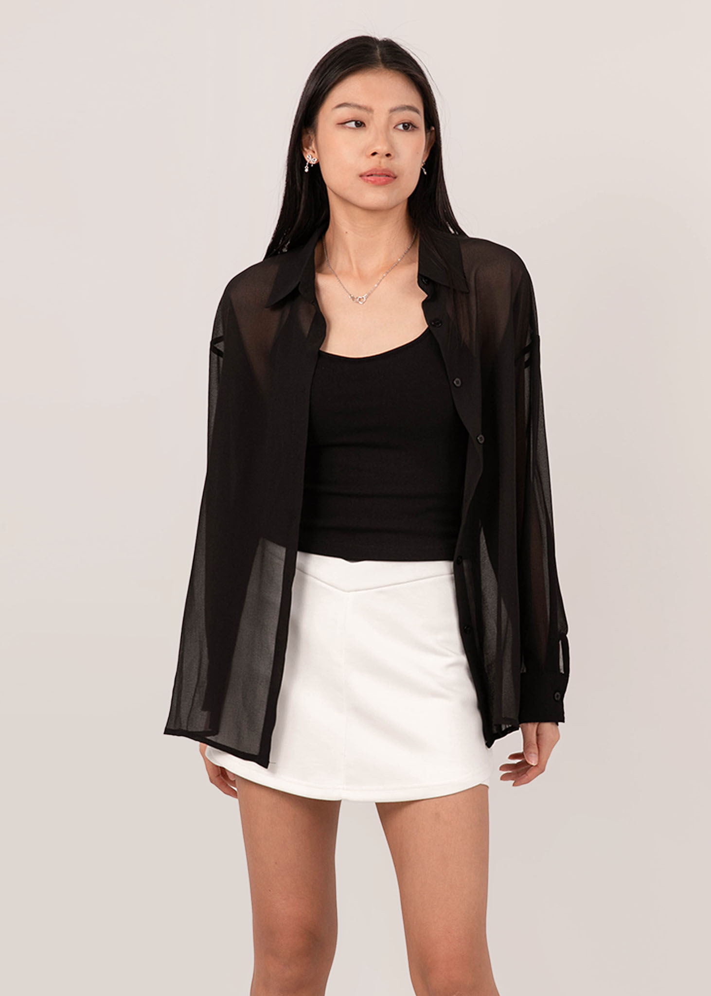 Elevate The Outfit Sheer Outerwear in Black | 6STYLE