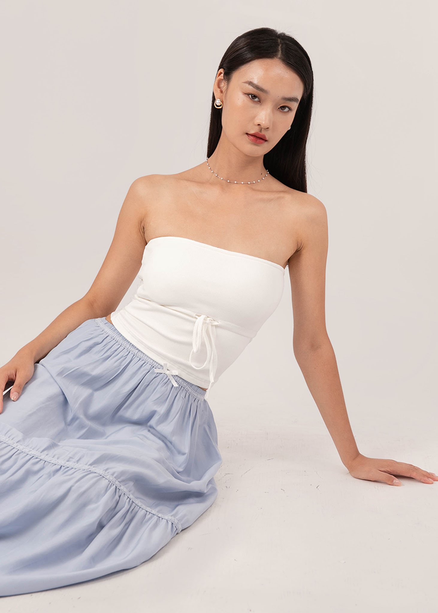 Treasure Tube Tie String Top in White | 6STYLE
