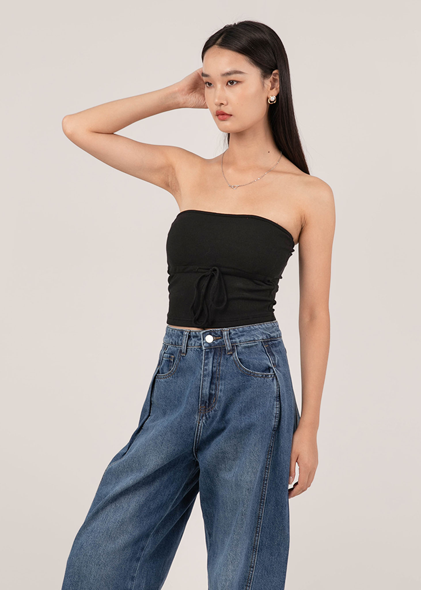 Treasure Tube Tie String Top in Black | 6STYLE