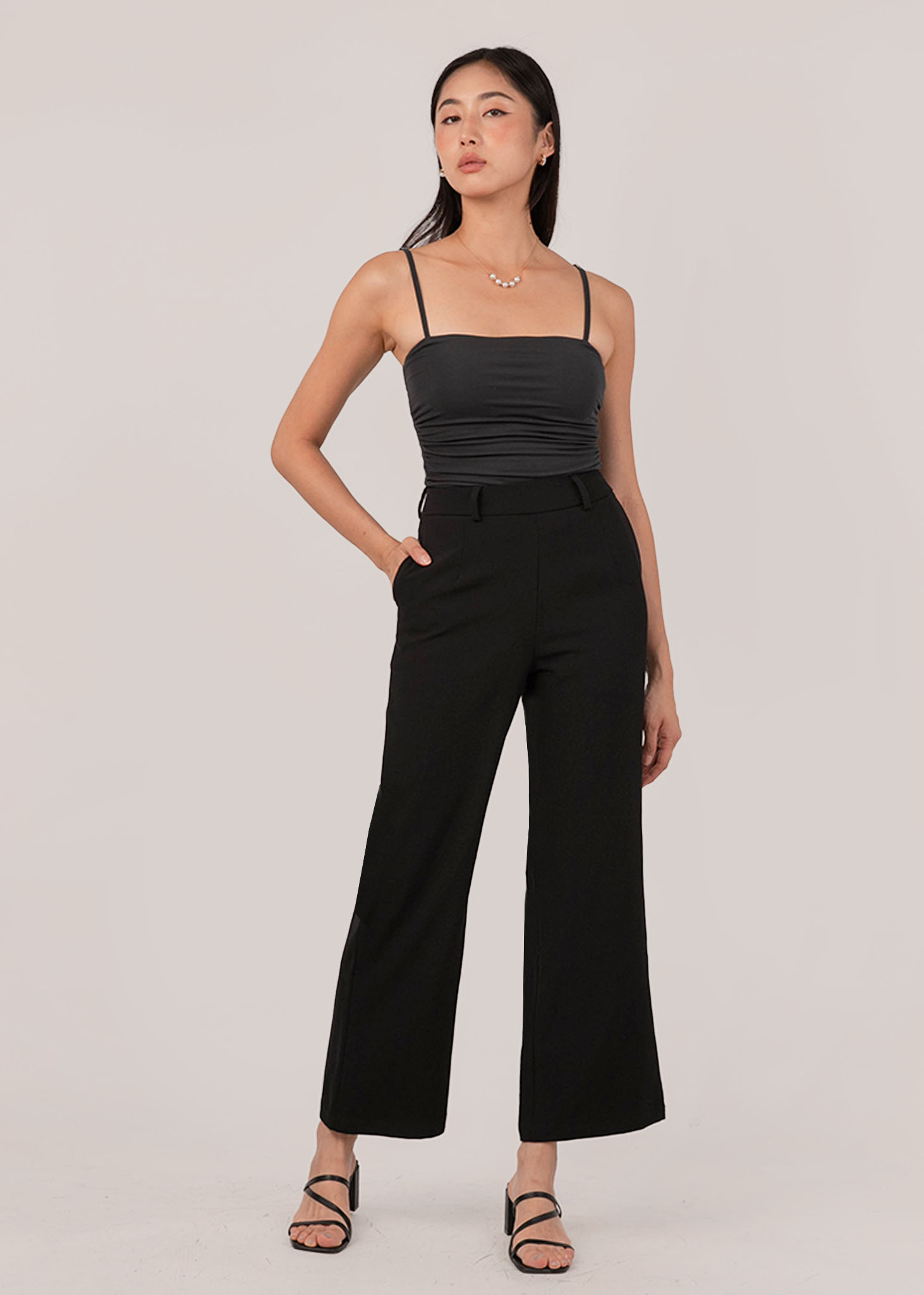 Refined Straight Cut Pants in Black | 6STYLE