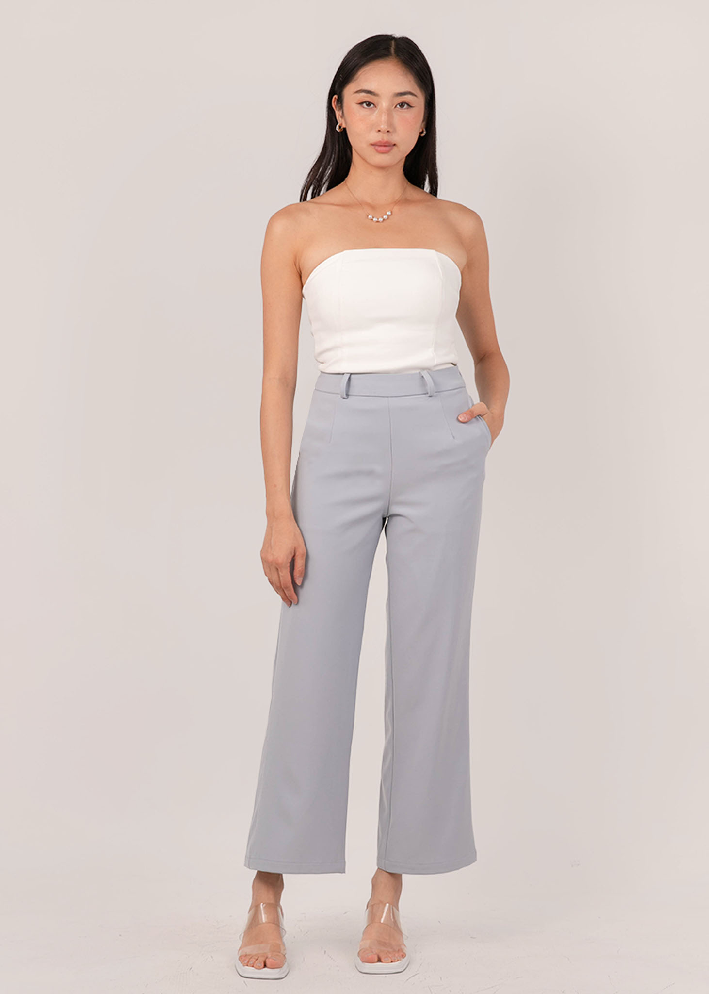Refined Straight Cut Pants in Periwinkle | 6STYLE