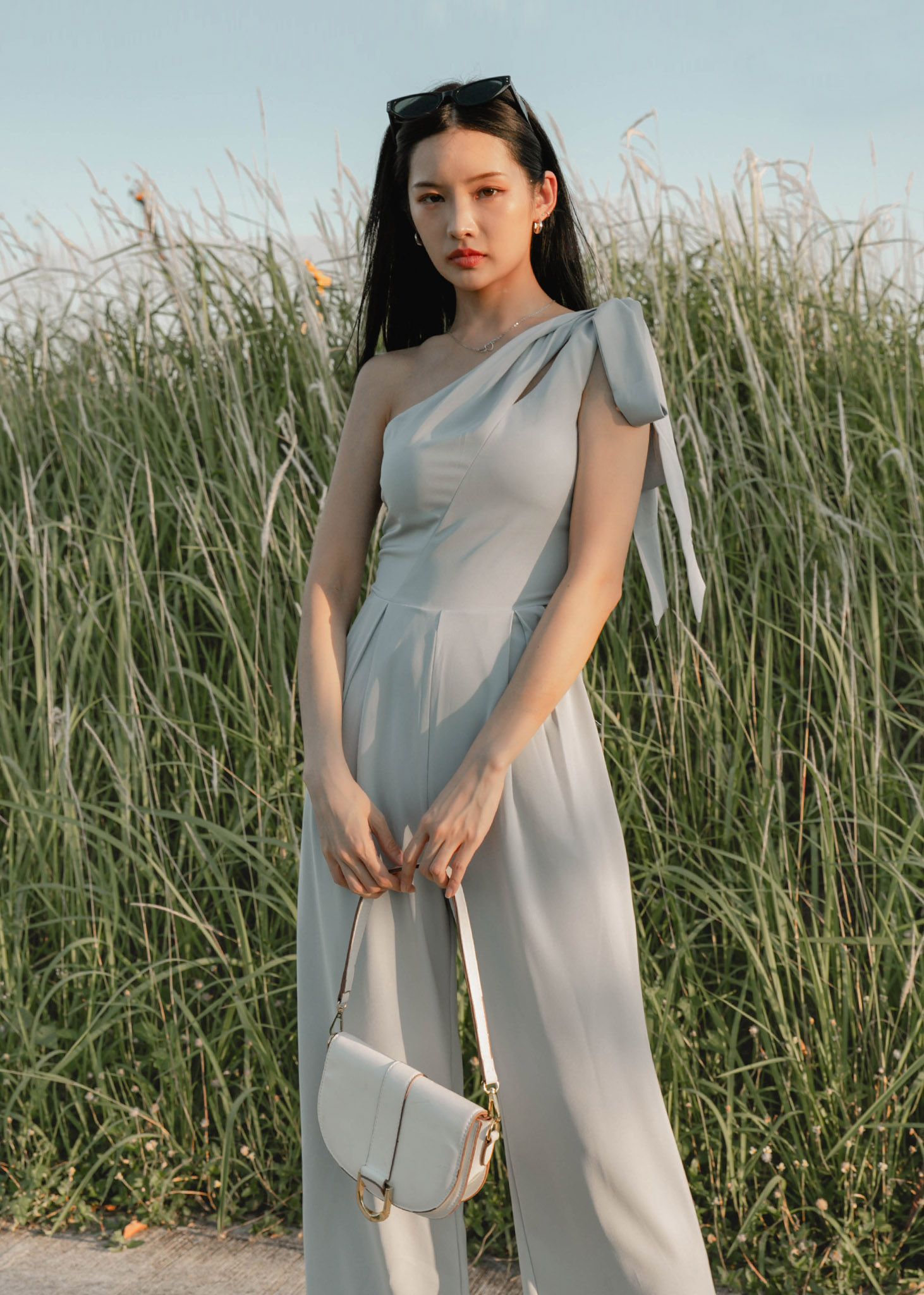 One Sided Toga Jumpsuit in Periwinkle | 6STYLE