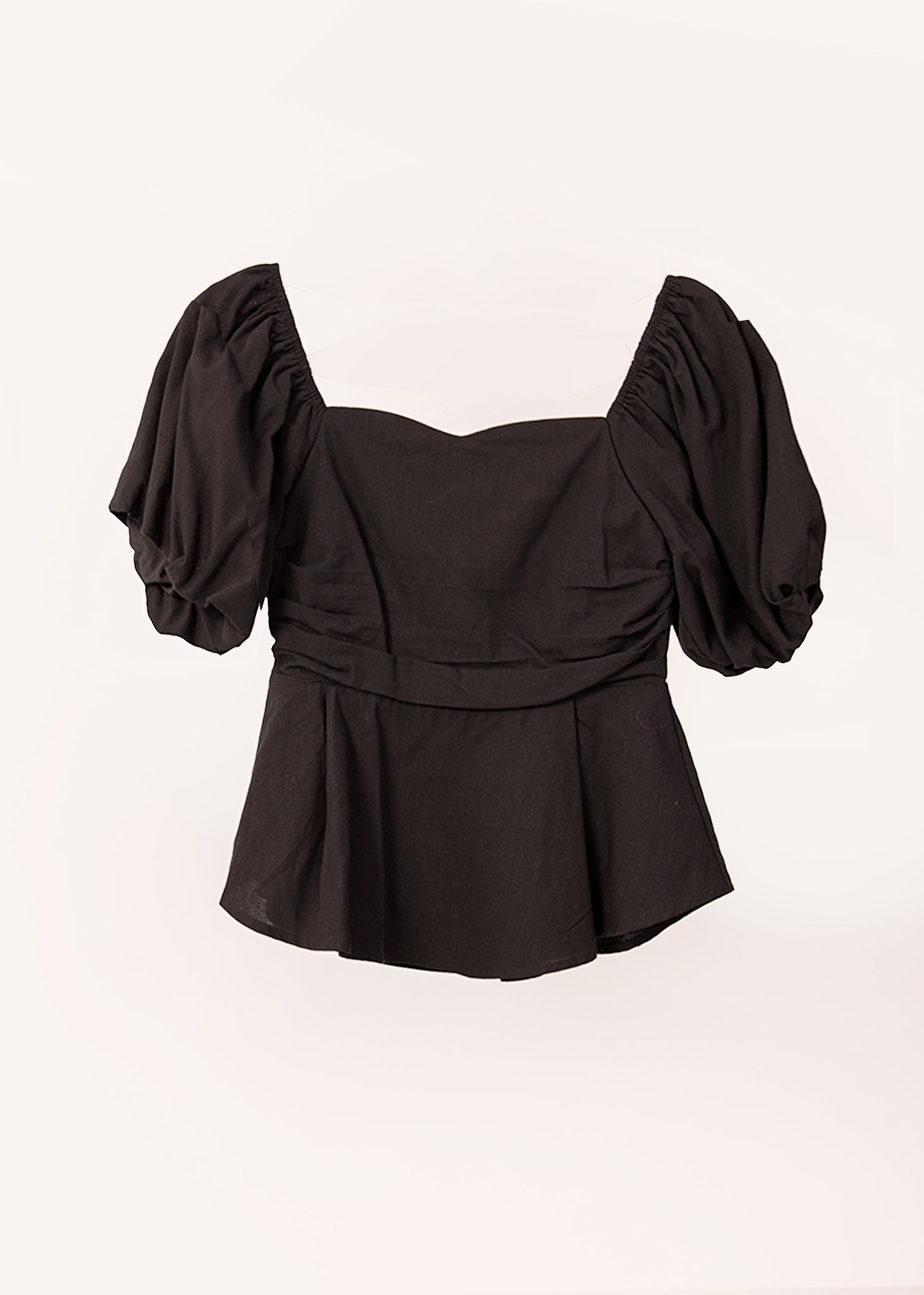 Flair Sweetheart Puffy Sleeve Top in Black | 6STYLE